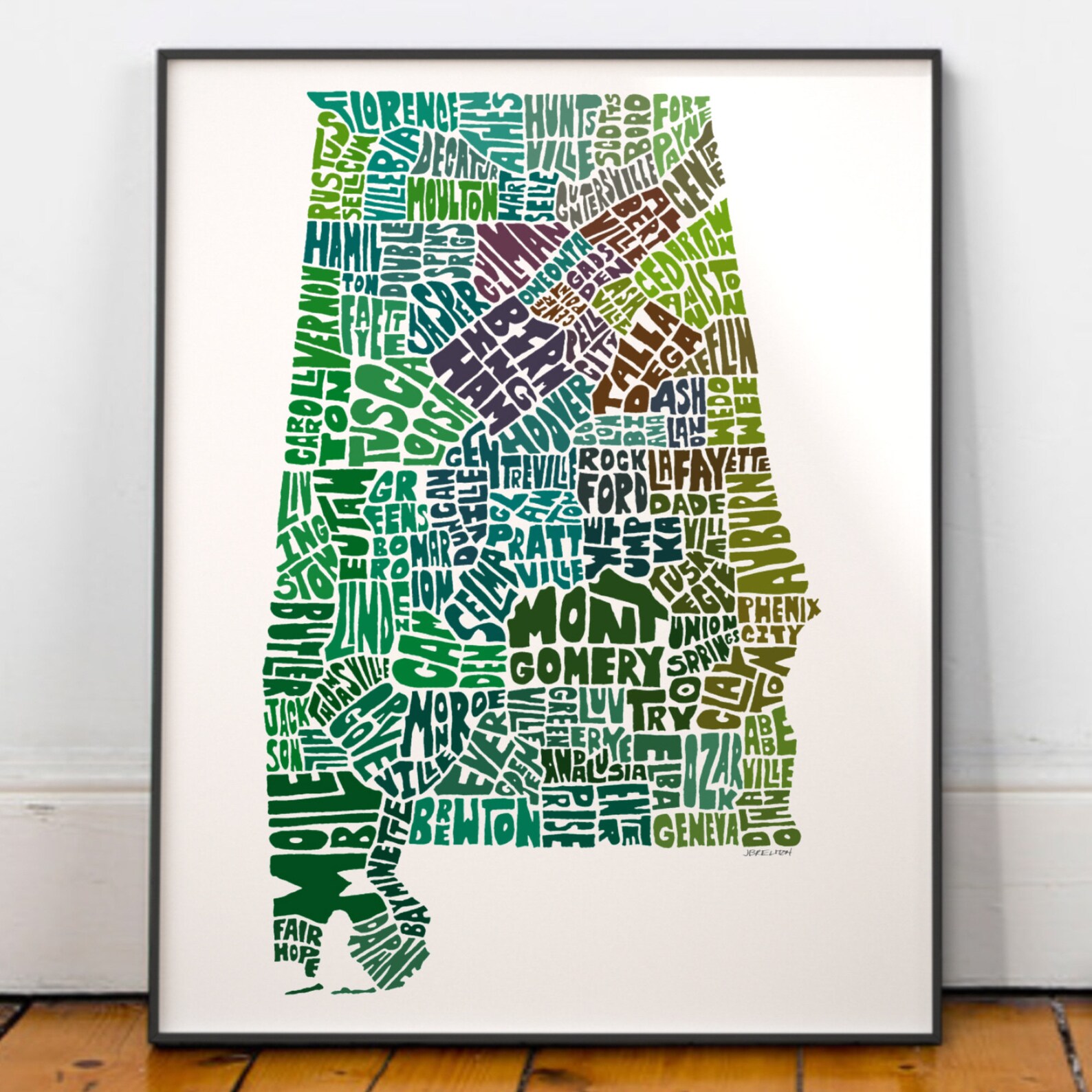 Alabama Map Art Alabama Art Print Signed Print of My - Etsy
