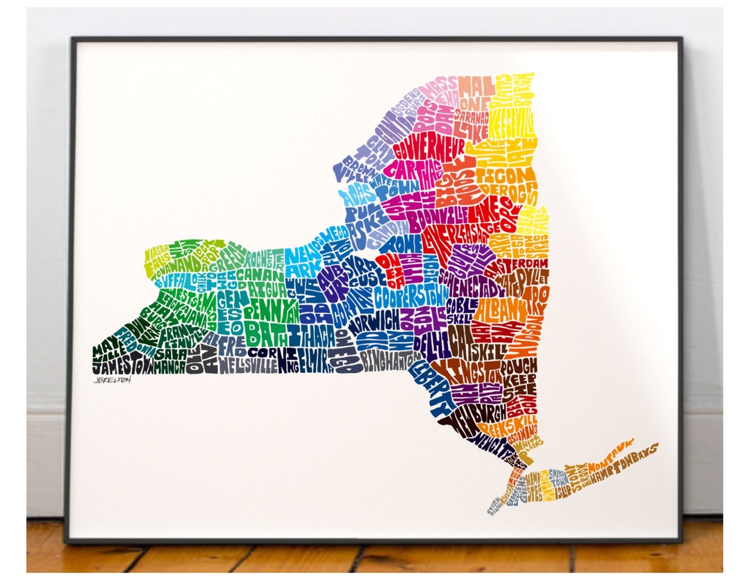 New York Map Art, New York Art Print, Signed Print of My Original Hand ...