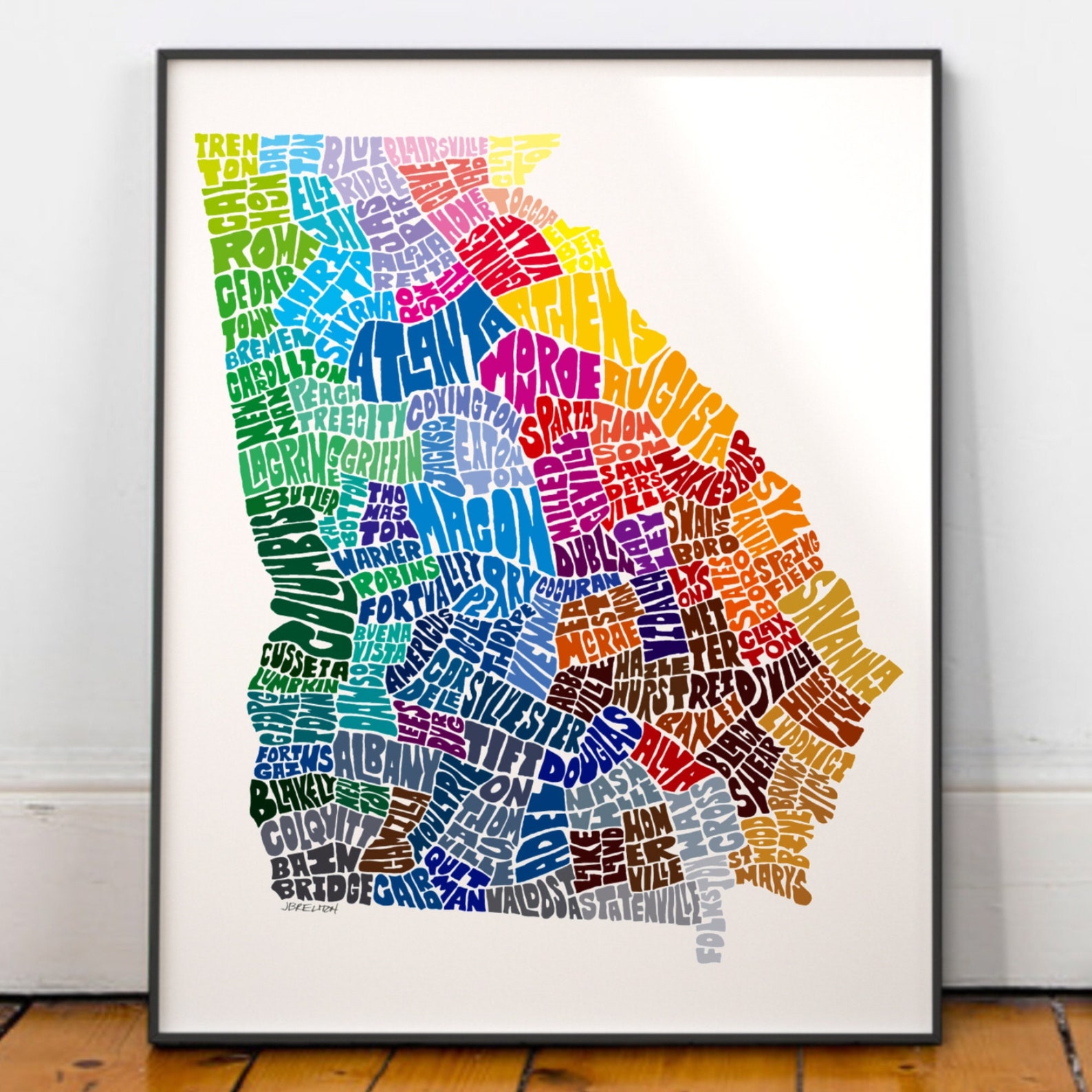 Georgia Map Art Georgia Art Print Signed Print of My | Etsy