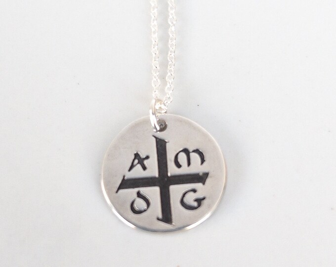 AMDG Sterling Silver Necklace - St Ignatius of Loyola - Catholic Gift ...