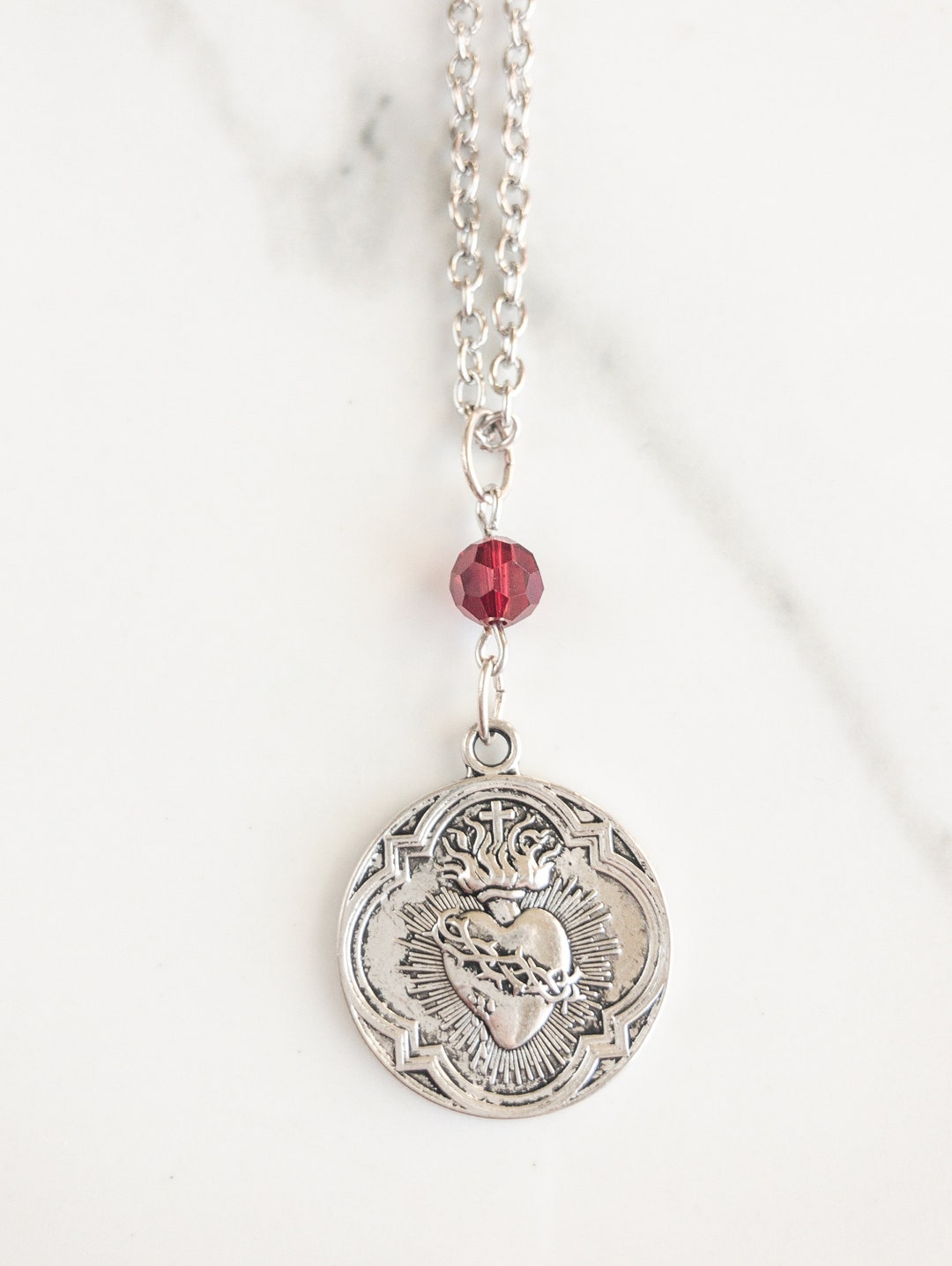 Sacred Heart Necklace, Catholic Jewelry, Religious Necklace ...