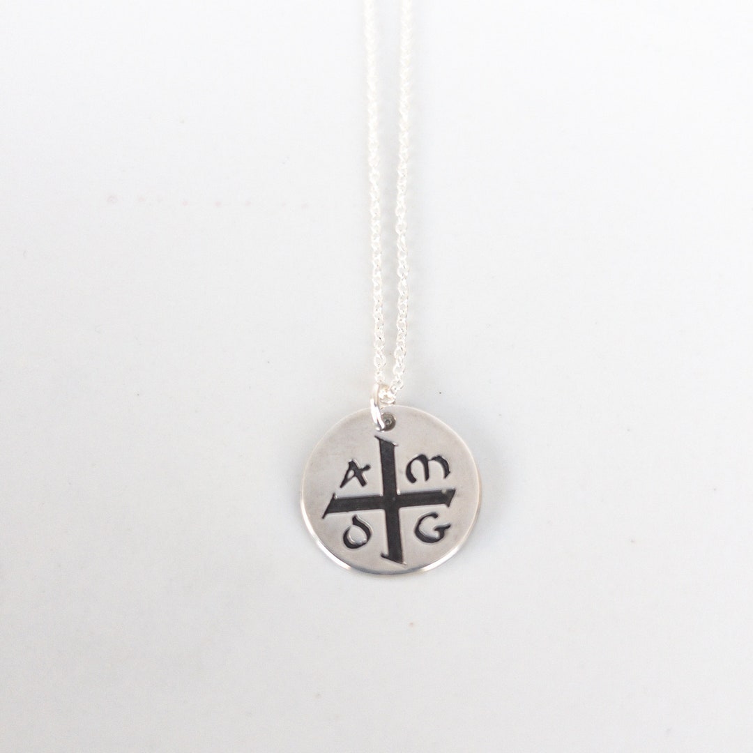 AMDG Sterling Silver Necklace - St Ignatius of Loyola - Catholic Gift ...
