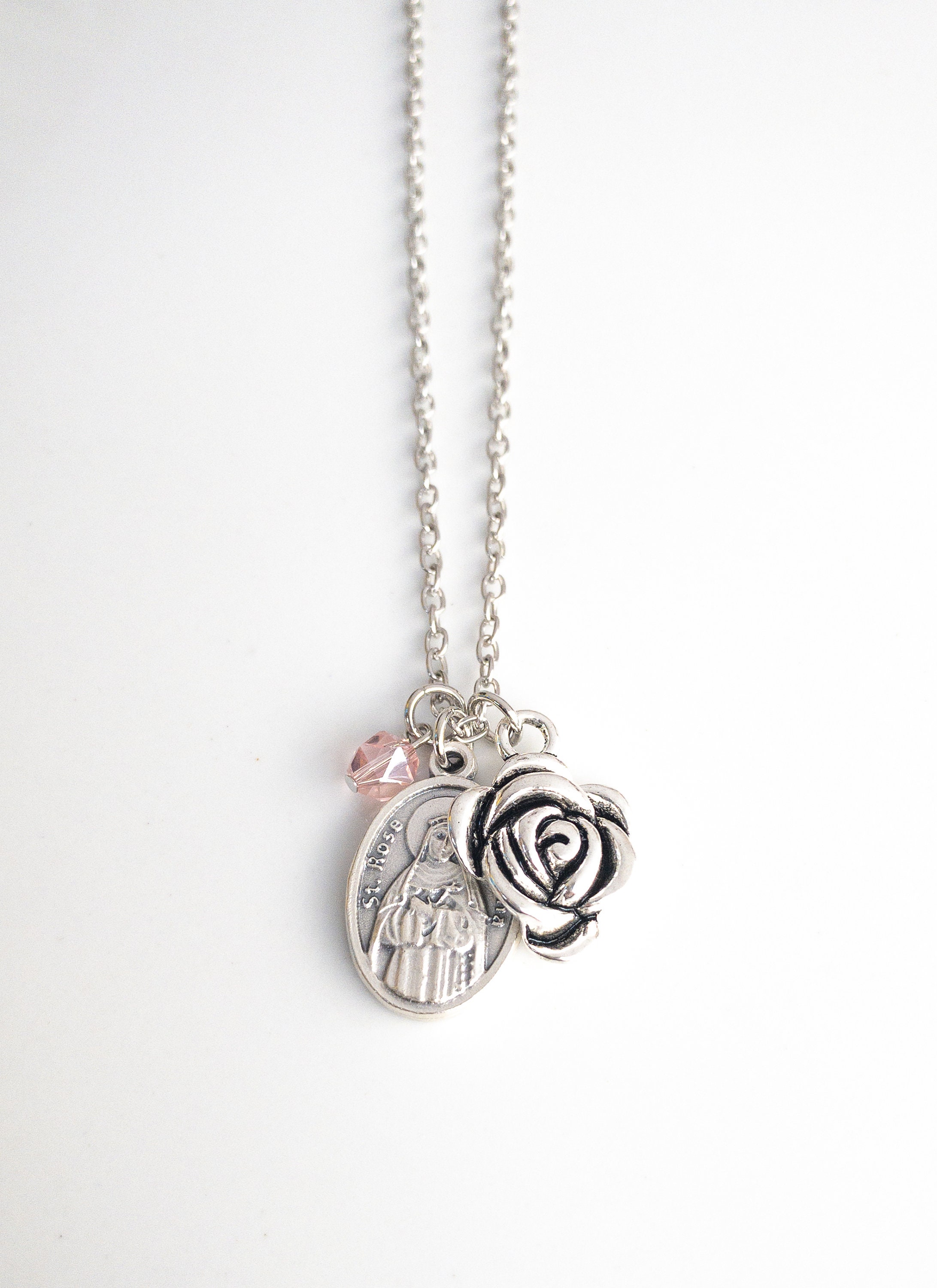 St Rose of Lima Necklace Confirmation Gifts for Girls Saint Medal First ...