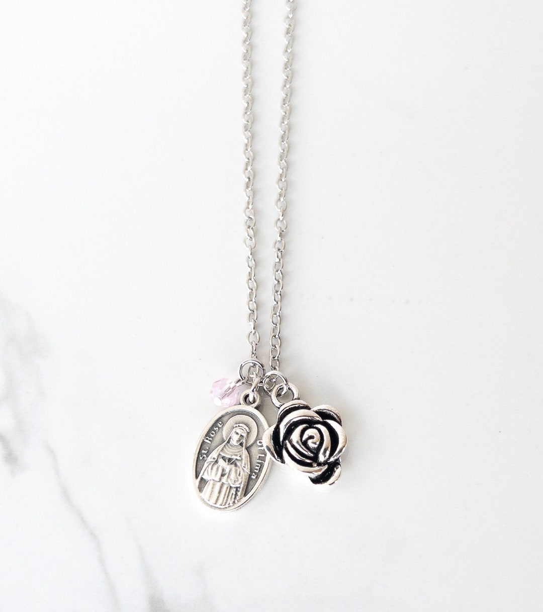 St Rose of Lima Necklace - Confirmation Gifts for Girls - Saint Medal ...