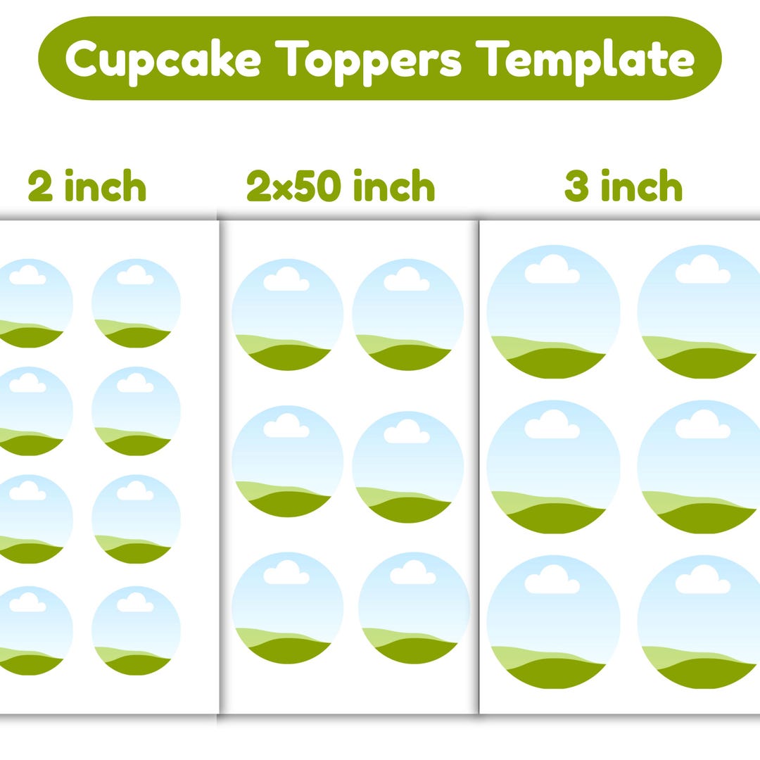 Cupcake Toppers Template | Editable Canva Template | Template | DIY ...