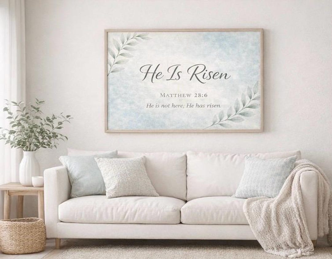 He is Risen Print | Matthew 28:6 Bible Verse Wall Art (digital Download ...