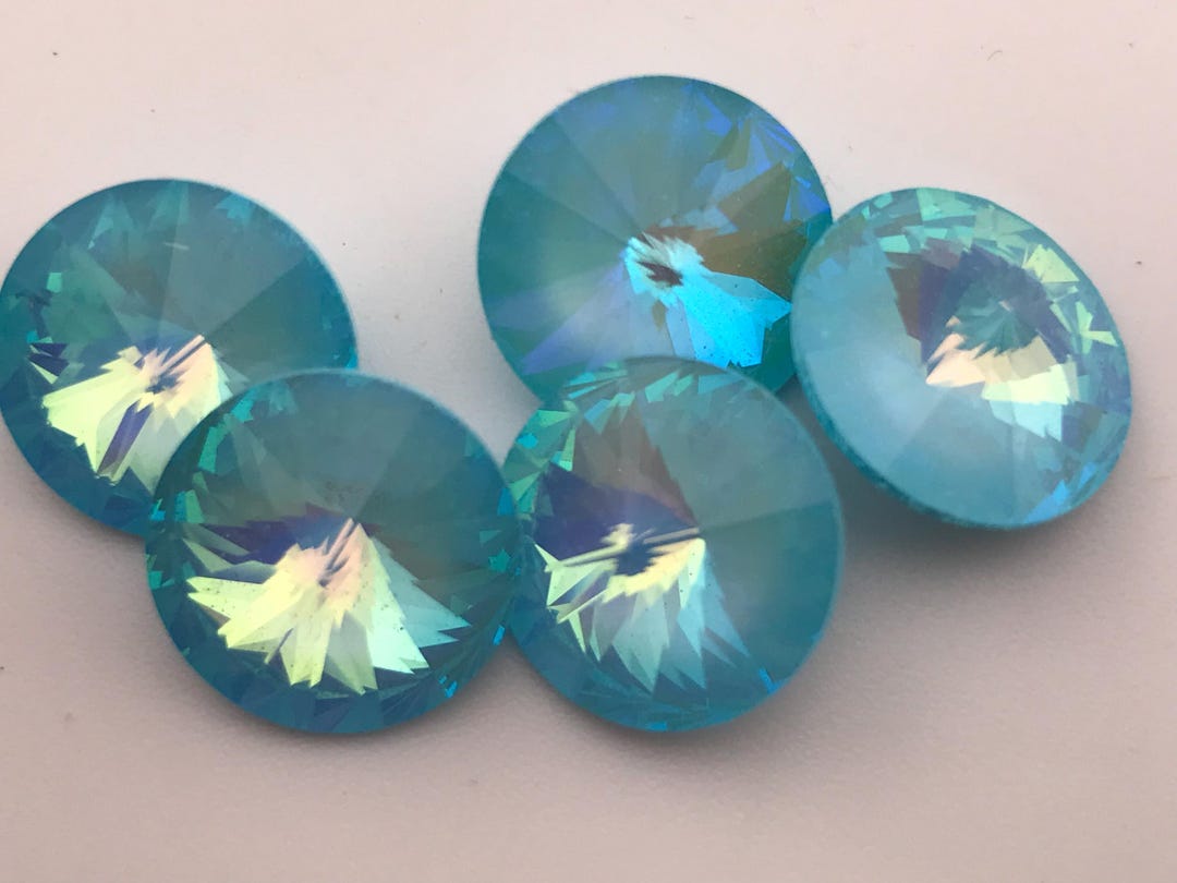Wow, Ultra Turquoise AB Rivolis From Swarovski! Two Art 1122 14mm ...