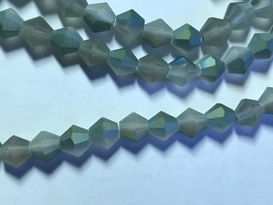 24 Cool Crystal Bicones - Matte Slightly Greenish Gray With ...