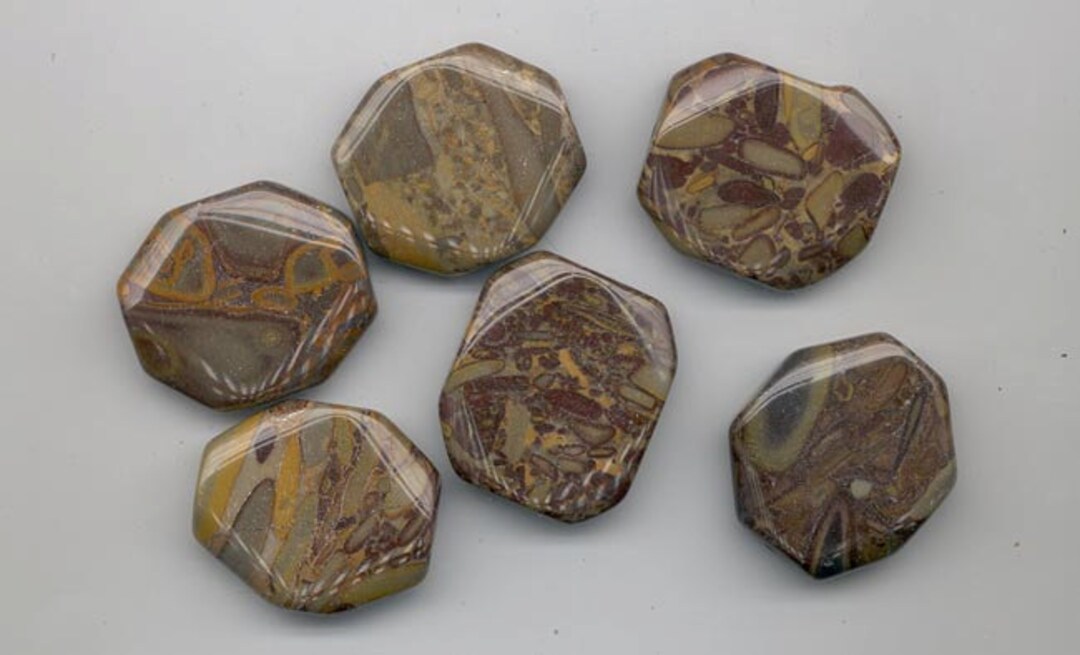Six Exceptionally Beautiful Chocolate Jasper Beads - Flat Nuggets - ~39 ...