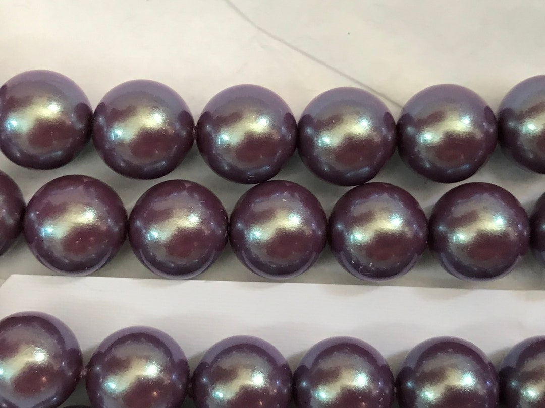 Ten Preciosa Nacre Pearl Round Maxima Pearls - Pearlescent Violet - 10 ...