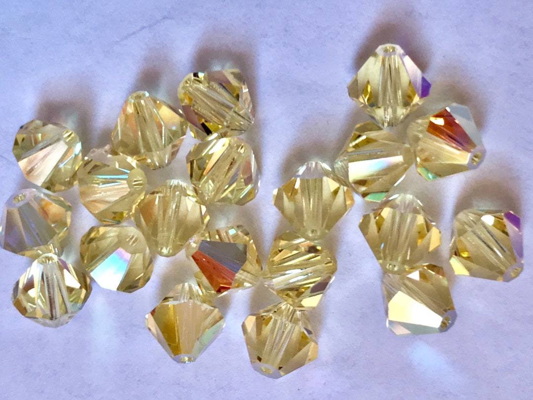 Twelve Beautiful Discontinued Vintage Swarovski Crystals - Art. 5301 (bicones) - 8mm - Jonquil ...
