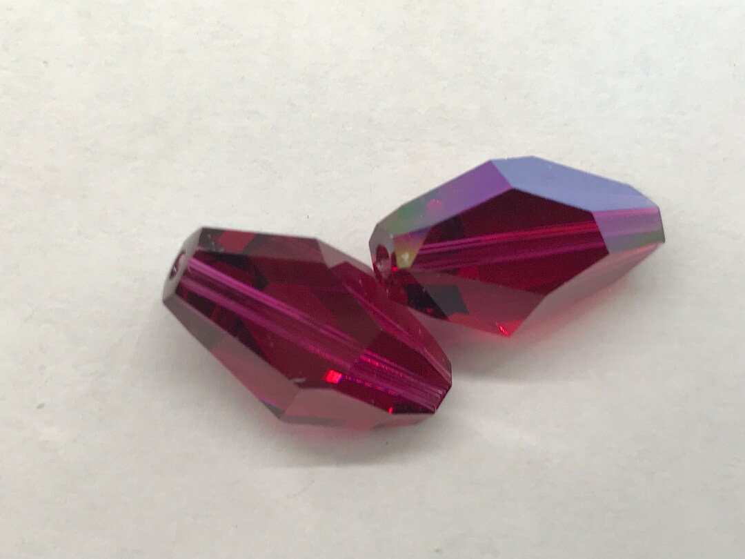 Four Dazzling Swarovski Polygon Beads - Art 5203 - Ruby AB - 18x11mm - Etsy