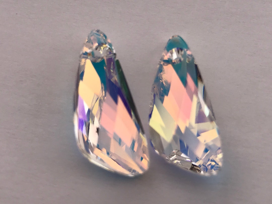 Gorgeous Two Swarovski Angel Wing Pendants Art 6690 Crystal AB 23 Mm - Etsy