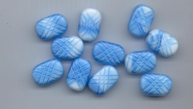 Eleven contemporary glass tablet beads etched rich sky blue | Etsy