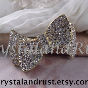 1 Gorgeous Large Rhinestone Bow Brooch --- Gold Tone --- BR019 - Etsy