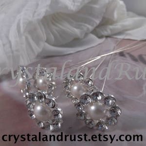 Rhinestone & Pearl Floral Picks --- Silver --- 5 Pieces - Etsy