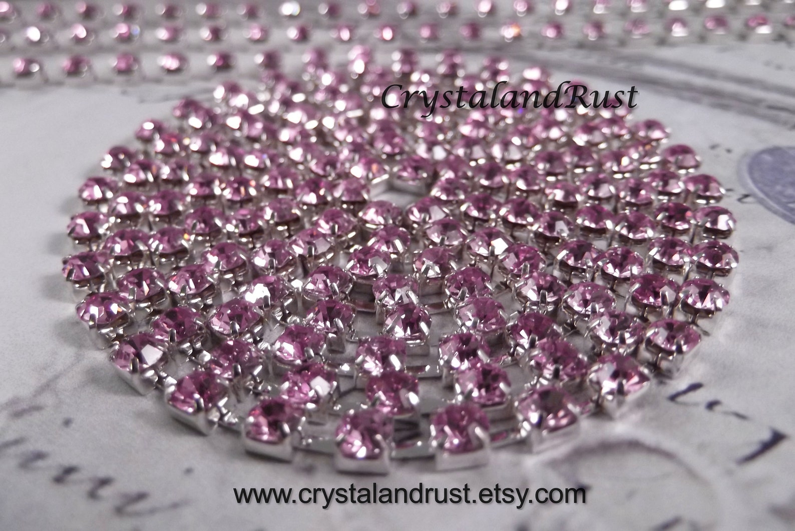 4mm Light Rose Rhinestone Cup Chain Silver Base Metal - Etsy