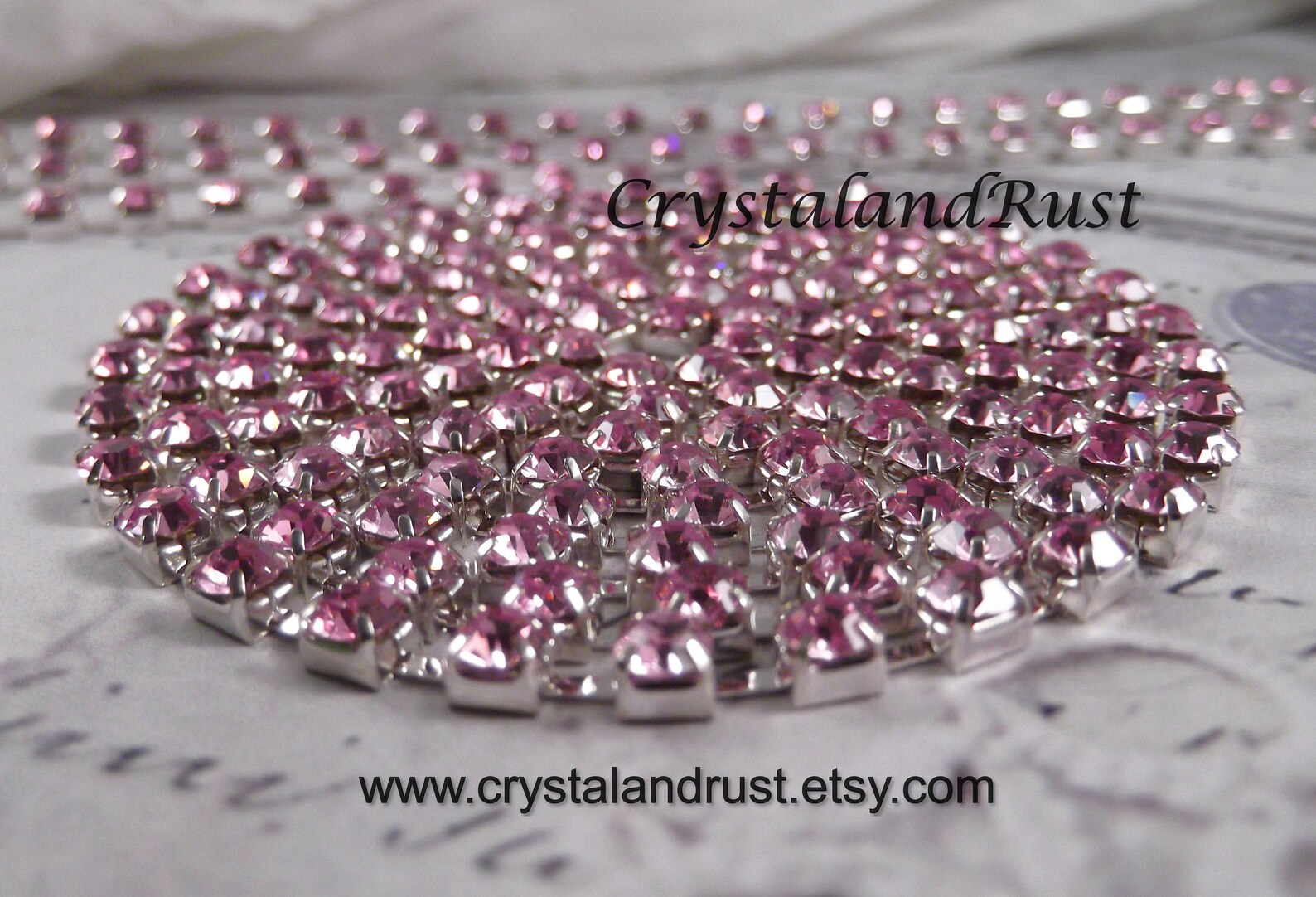 4mm Light Rose Rhinestone Cup Chain Silver Base Metal - Etsy