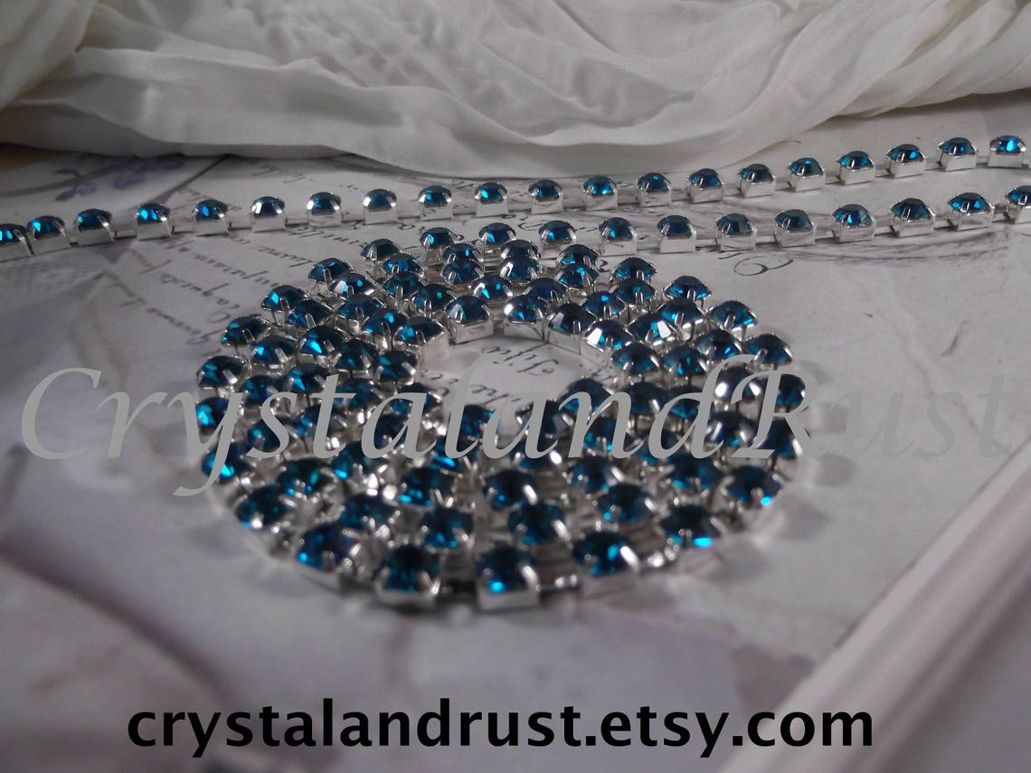 6mm Blue Zircon Rhinestone Cup Chain Silver Base Metal | Etsy