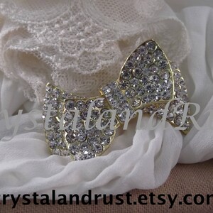 1 Gorgeous Large Rhinestone Bow Brooch --- Gold Tone --- BR019 - Etsy