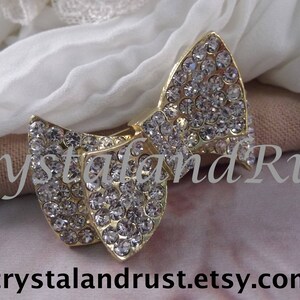 1 Gorgeous Large Rhinestone Bow Brooch --- Gold Tone --- BR019 - Etsy