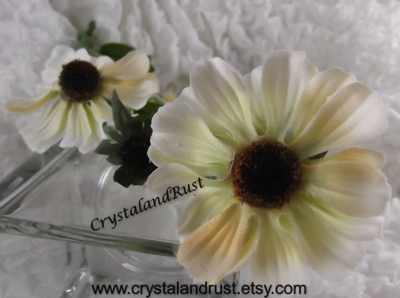 Cream Rudbeckia Stem Artificial Silk Flowers Wedding - Etsy