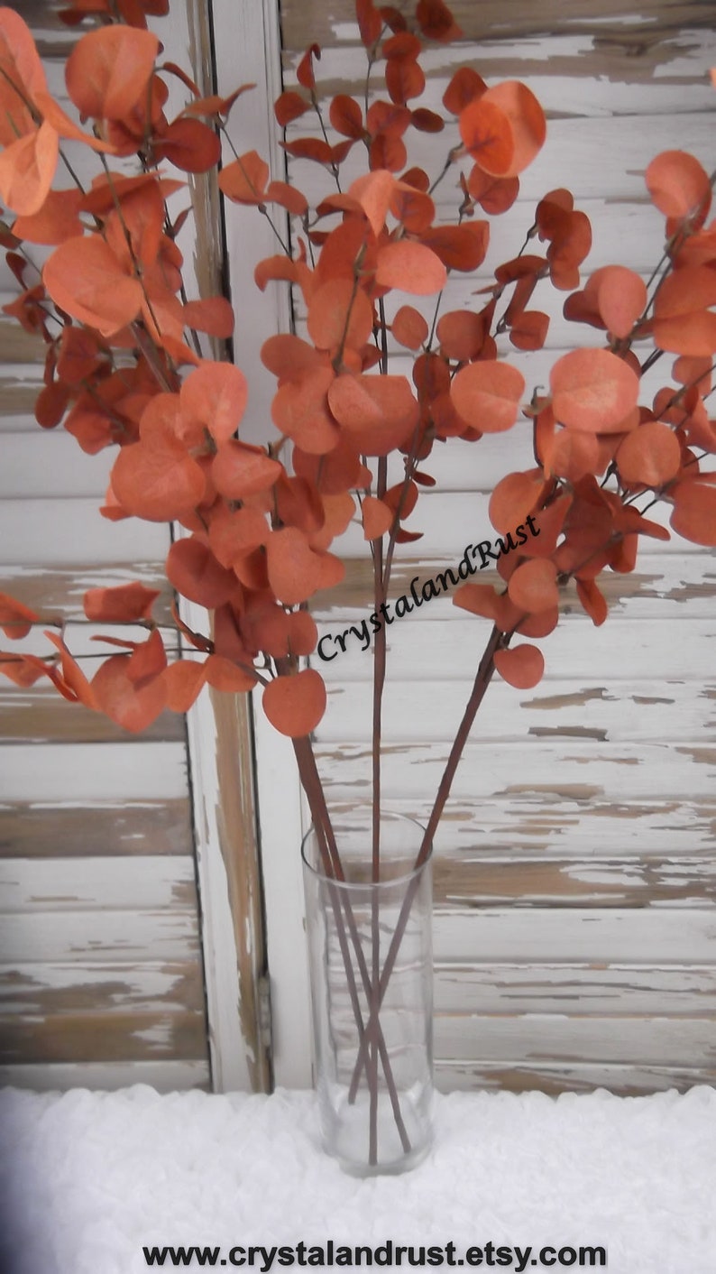 Dark Rust Eucalyptus Stem Artificial Silk Flowers Foliage - Etsy