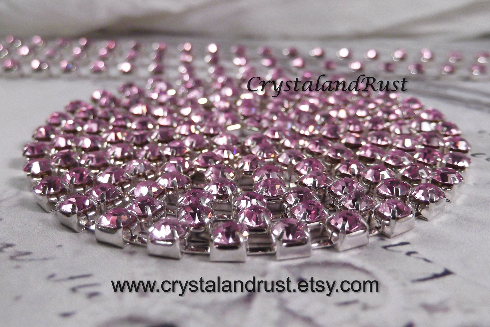 4mm Light Rose Rhinestone Cup Chain Silver Base Metal - Etsy