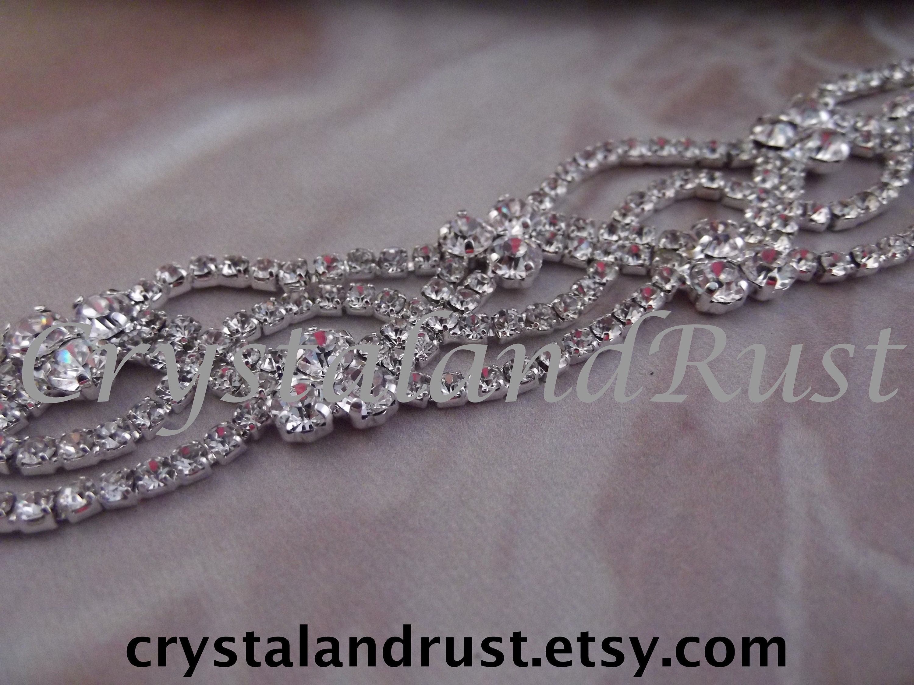 Luxury Bridal Rhinestone Trim Silver Tone | Etsy