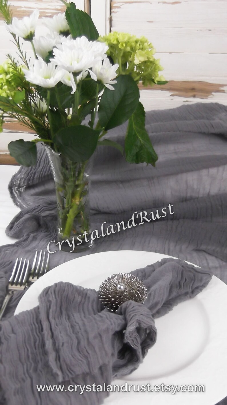 Elegant Grey Wedding Cheesecloth Gauze Table Runner - Etsy