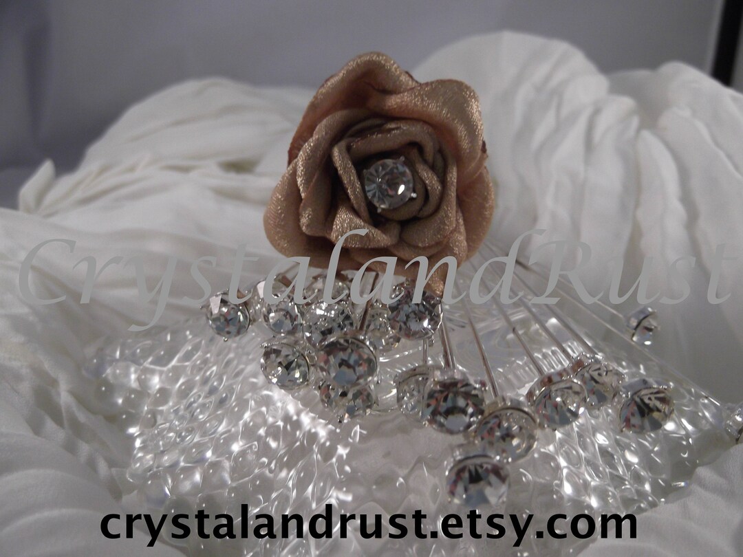 Rhinestone Floral Picks --- Silver --- 5 Pieces - Etsy
