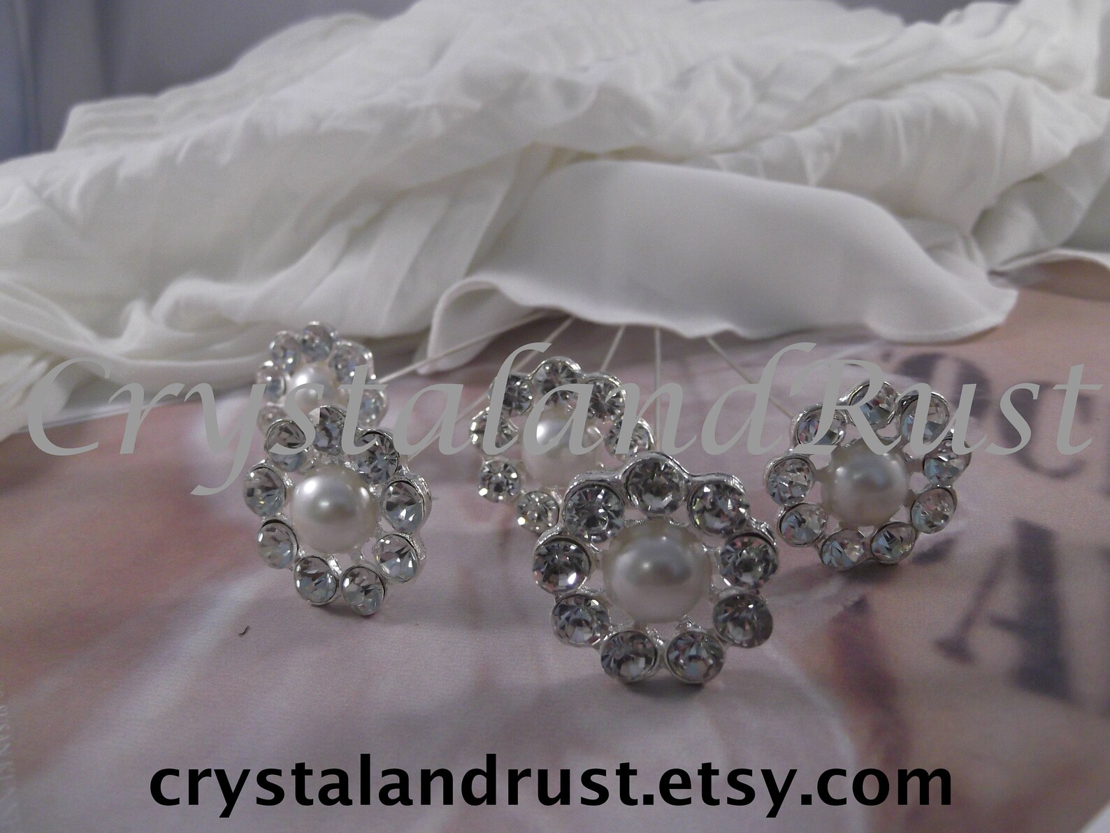 Rhinestone & Pearl Floral Picks --- Silver --- 5 Pieces - Etsy