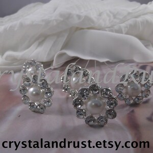 Rhinestone & Pearl Floral Picks --- Silver --- 5 Pieces - Etsy