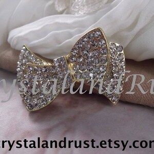 1 Gorgeous Large Rhinestone Bow Brooch --- Gold Tone --- BR019 - Etsy
