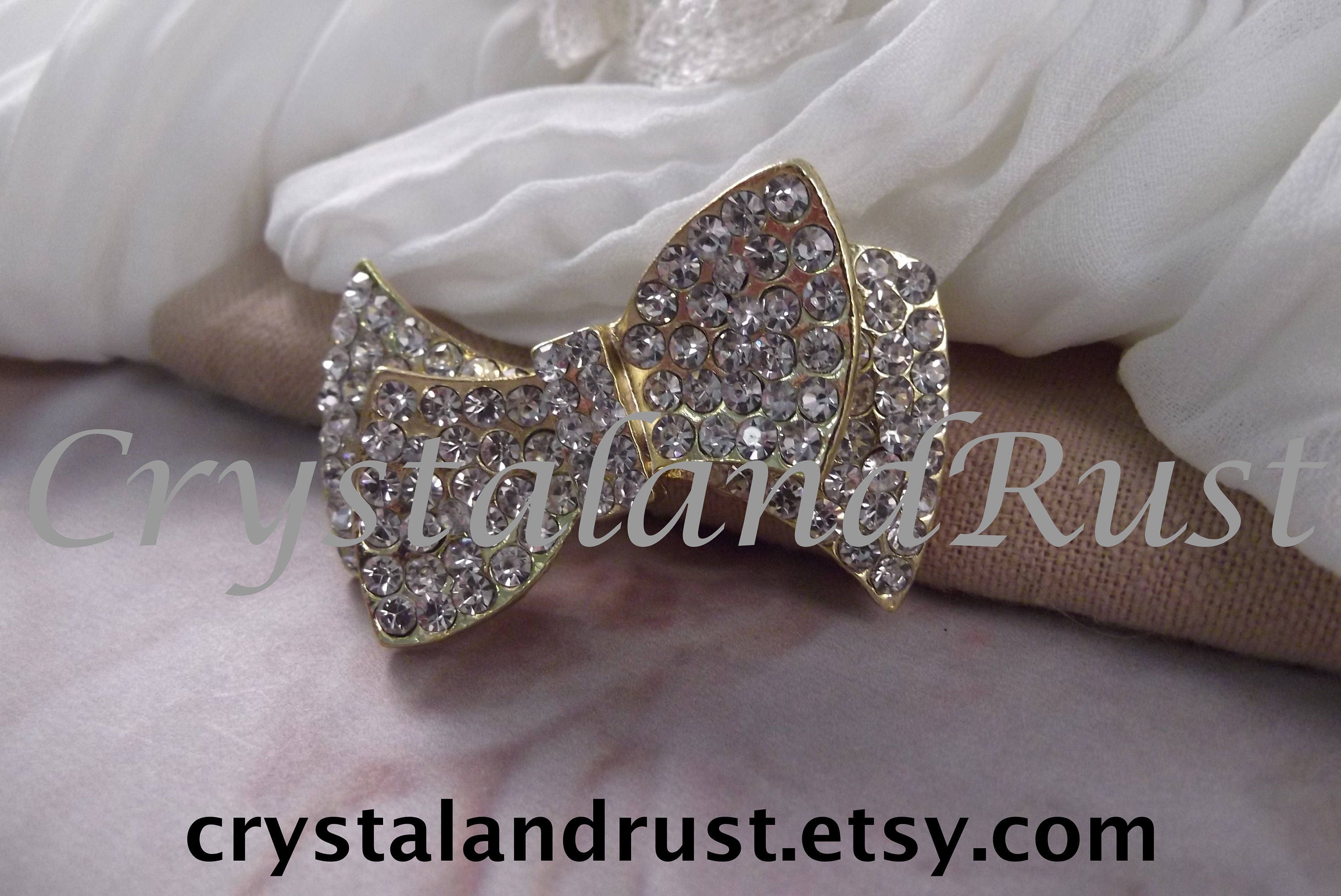 1 Gorgeous Large Rhinestone Bow Brooch --- Gold Tone --- BR019 - Etsy