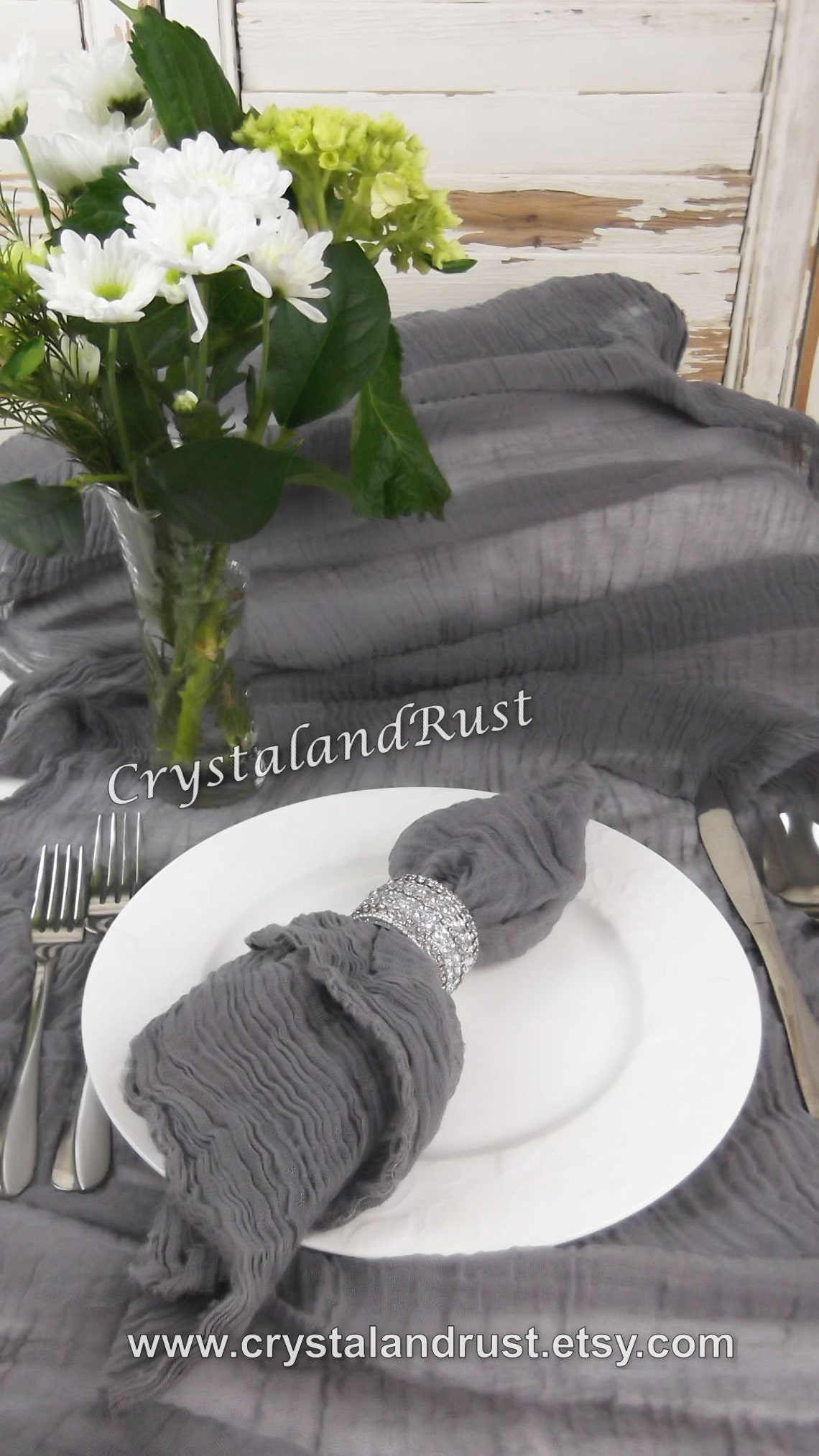 Elegant Grey Wedding Cheesecloth Gauze Table Runner | Etsy