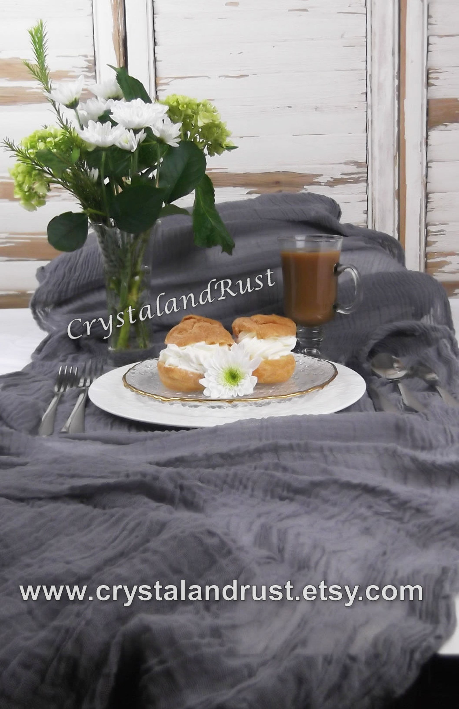 Elegant Grey Wedding Cheesecloth Gauze Table Runner | Etsy