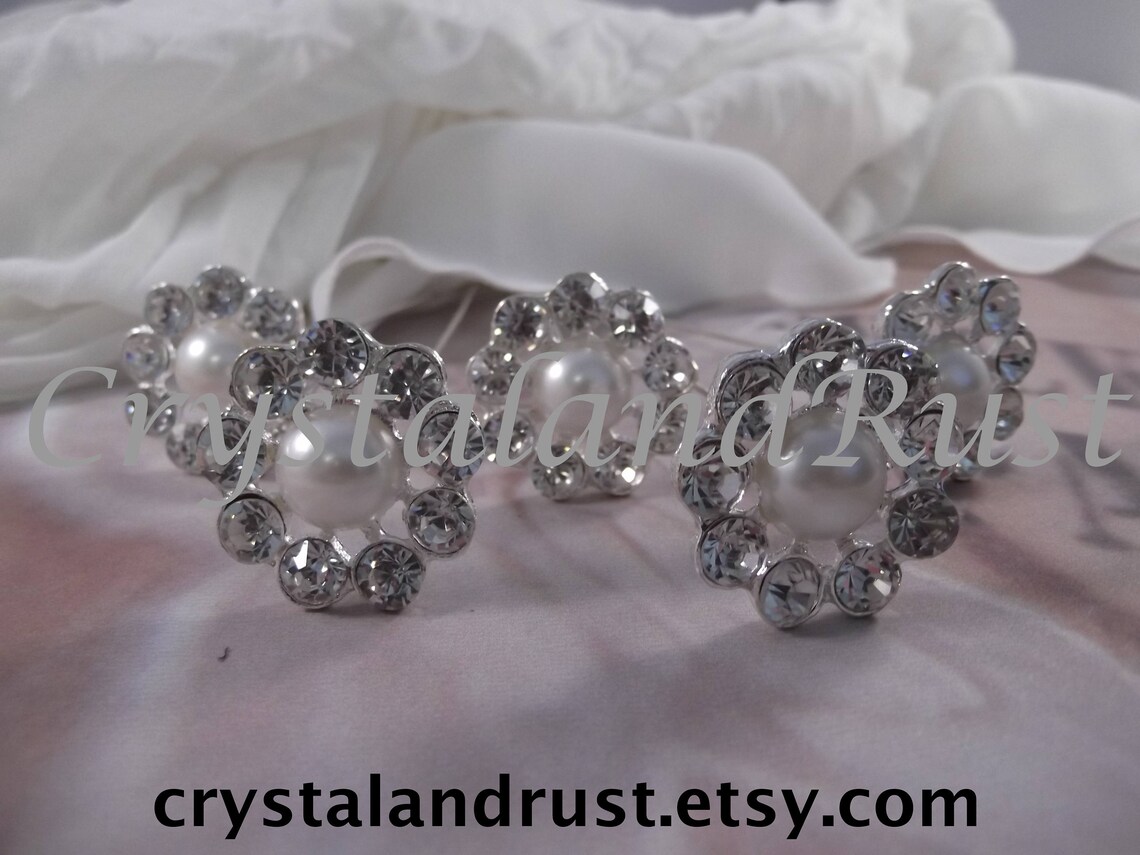Rhinestone & Pearl Floral Picks --- Silver --- 5 Pieces - Etsy