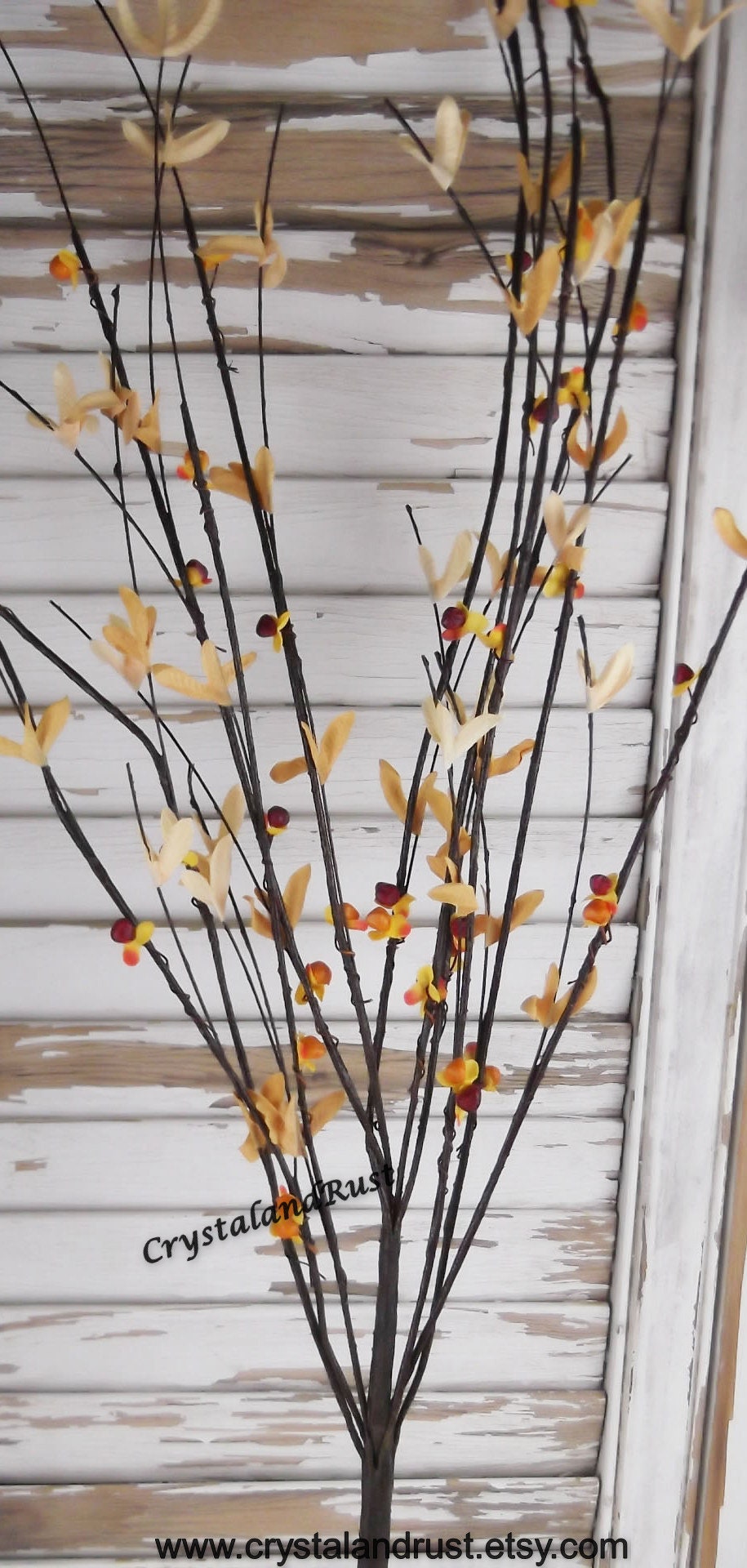 Bittersweet Berry Branch Artificial Silk Flowers-Foliage | Etsy