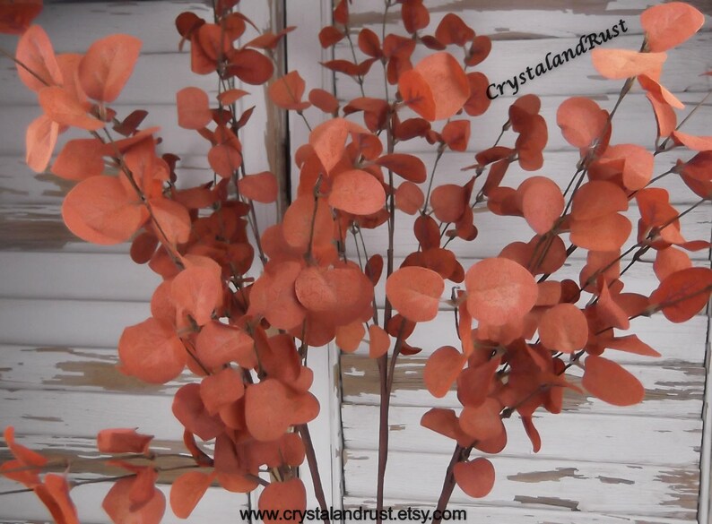 Dark Rust Eucalyptus Stem Artificial Silk Flowers Foliage - Etsy