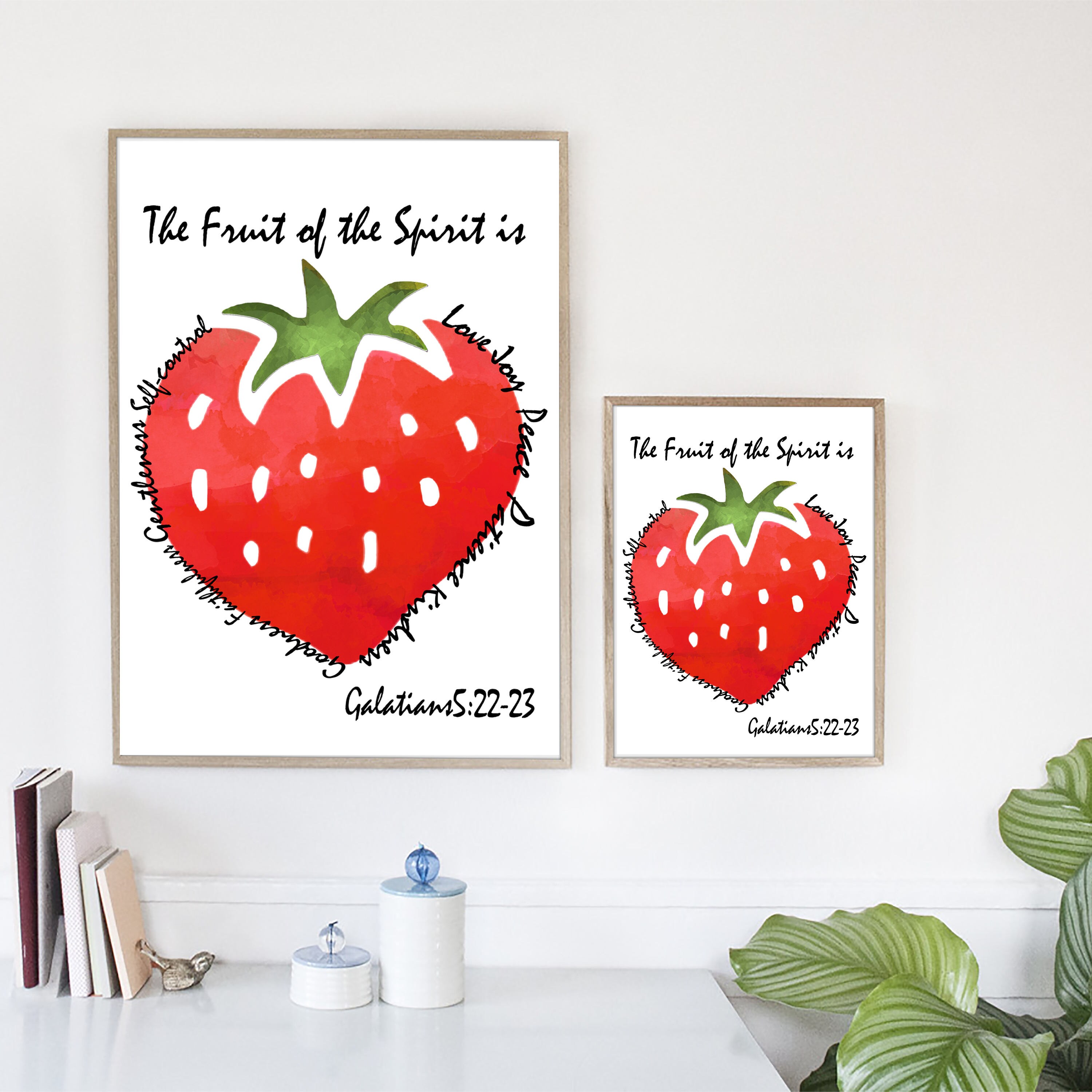 Strawberry Fruit of the Spirit, Christian, Water Color, Digital Print ...