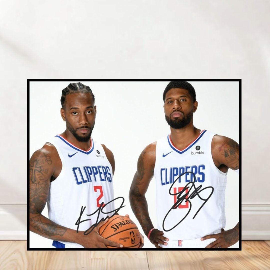 Signed Kawhi Leonard Paul George LA Clippers Poster – NBA Basketball ...