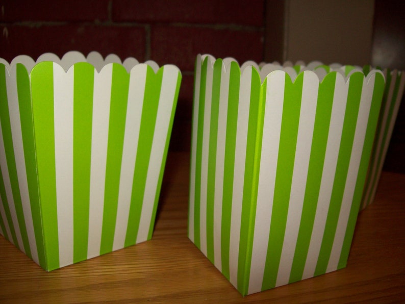 Mini Lime Green Striped Popcorn .boxes Movie Night Party Set - Etsy
