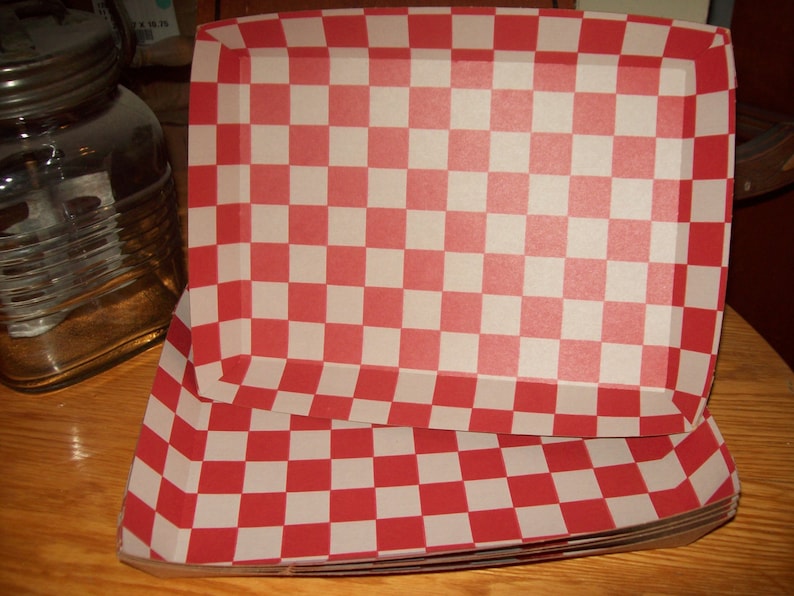 Red Checkerboard Kraft Brown Food Tray ,birthday Movie Night Birthday ...