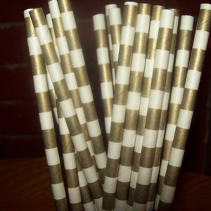 New Gold & White Circle Paper Drinking Straws 25 - Etsy