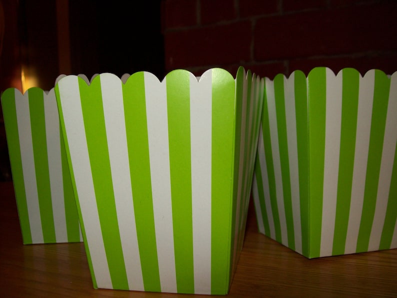 Mini Lime Green Striped Popcorn .boxes Movie Night Party Set - Etsy