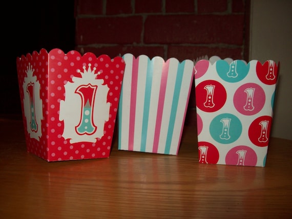 Kids 1st Birthday Mini Popcorn .Boxes Movie Night Party Three | Etsy