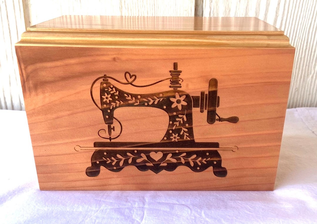 Small Adult Wood Cremation Urn Sewing Cremation Urn - Etsy