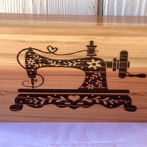 Adult Human Wood Cremation Urn, Sewing Urn