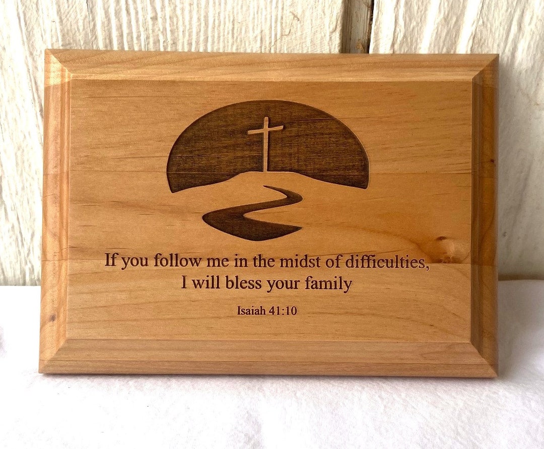 Custom Laser Engraved Alder Wood Plaque - Cross & Bible Verse - Etsy